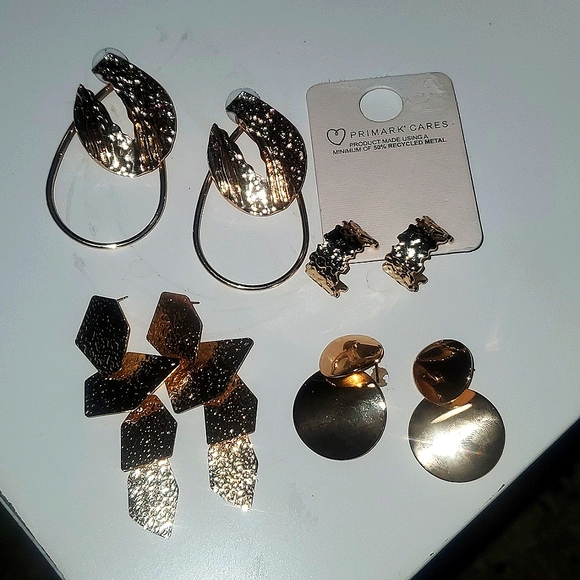 Primark | Jewelry | 4 Fashion Gold Earrings | Poshmark
